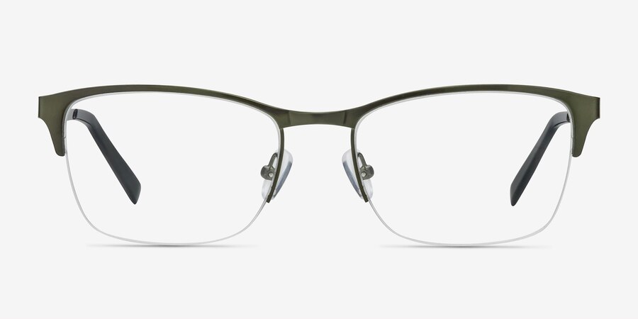Time Rectangle Green Semi Rimless Eyeglasses | Eyebuydirect