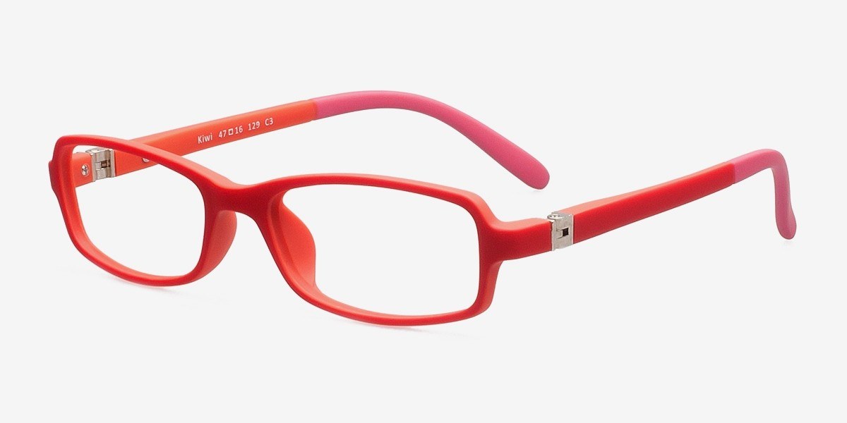 Kiwi Rectangle Red Glasses For Kids | Eyebuydirect