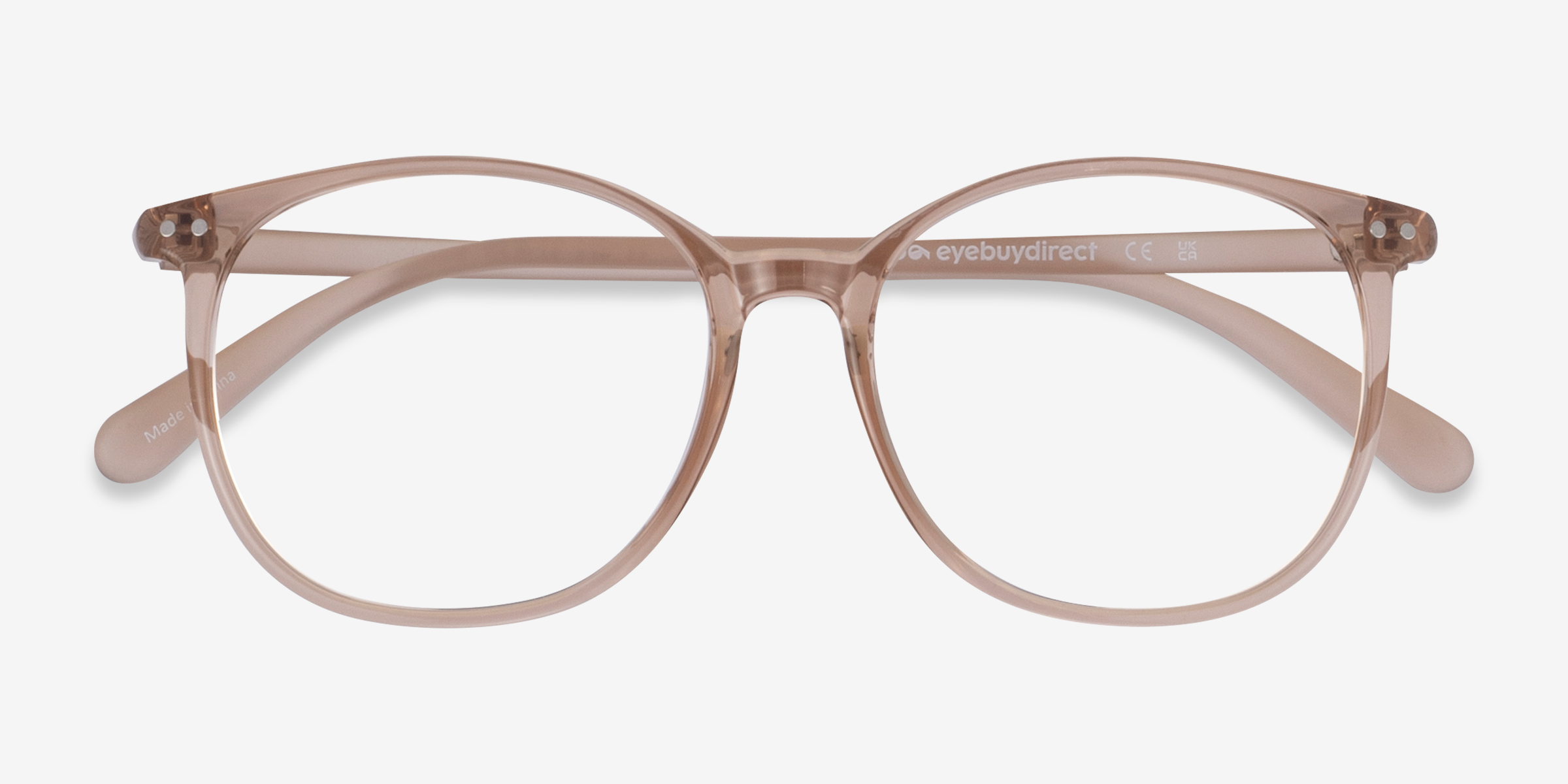 Lucia Round Champagne Full Rim Eyeglasses | Eyebuydirect