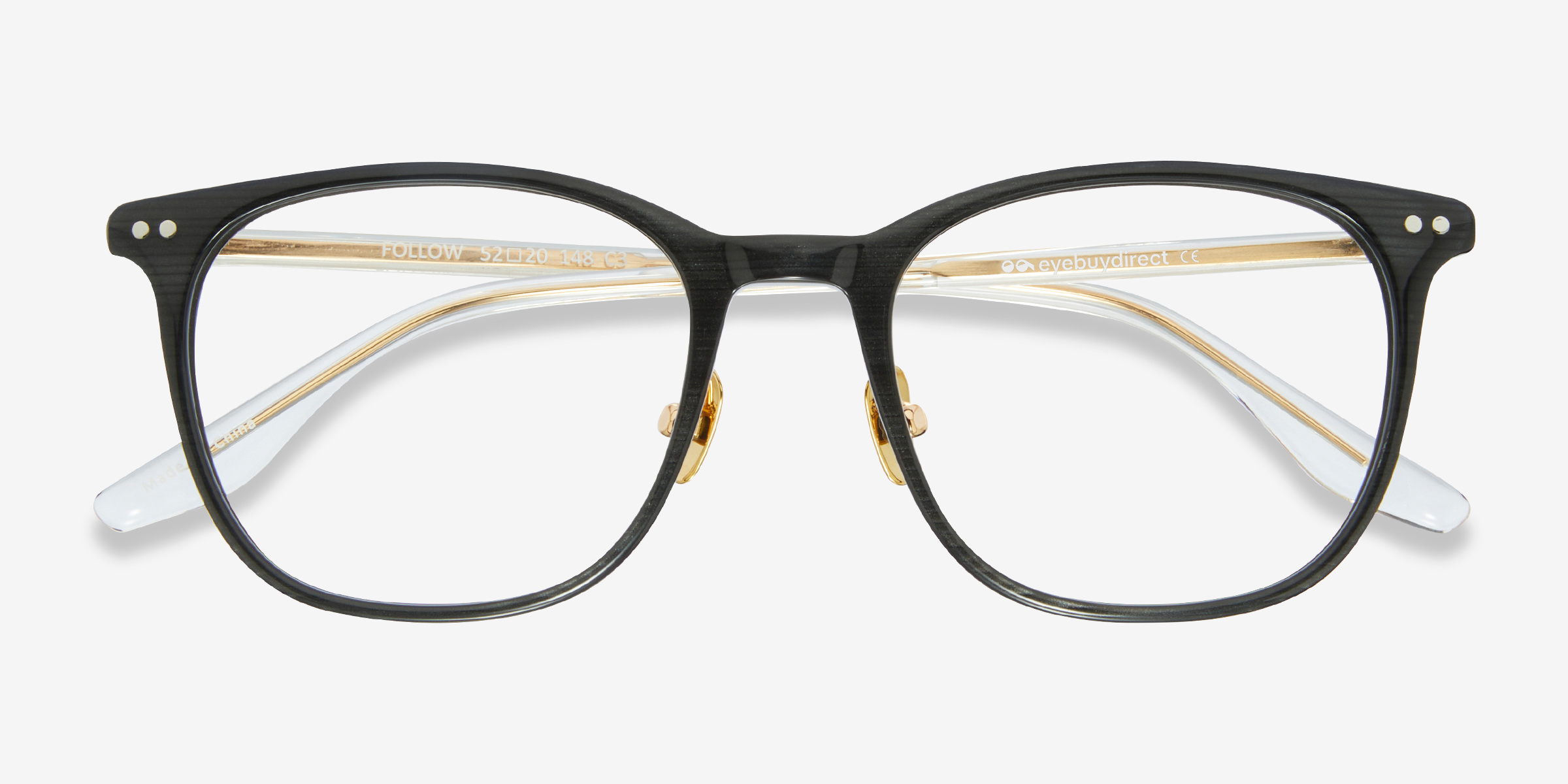 Follow Square Black Golden Full Rim Eyeglasses | Eyebuydirect