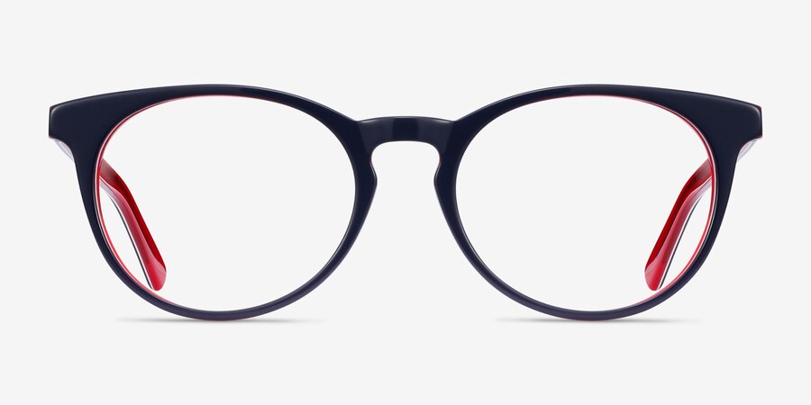 Tradition Round Navy & Red Full Rim Eyeglasses | Eyebuydirect