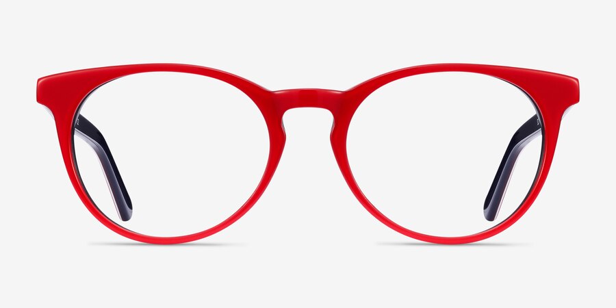 Tradition Round Red & Navy Full Rim Eyeglasses | Eyebuydirect