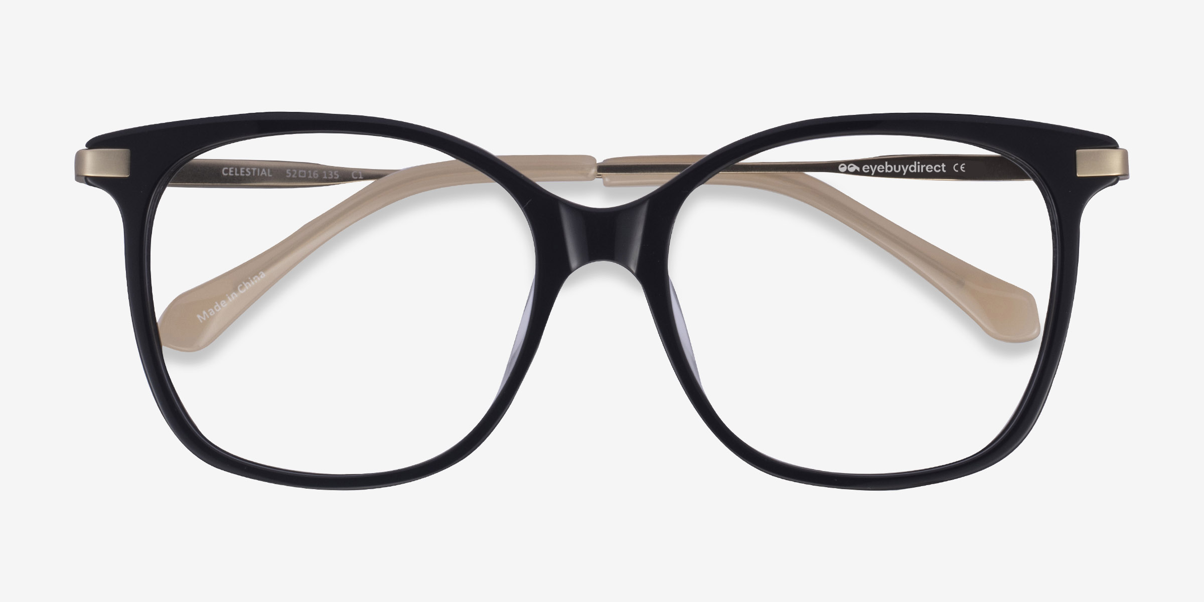 Celestial Square Black Gold Glasses for Women | Eyebuydirect Canada