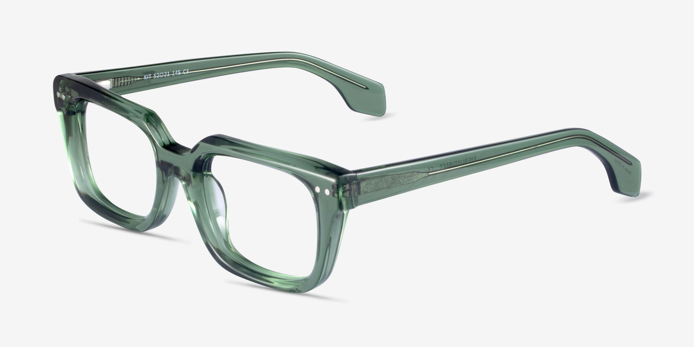 Kit Rectangle Clear Green Glasses for Men | Eyebuydirect