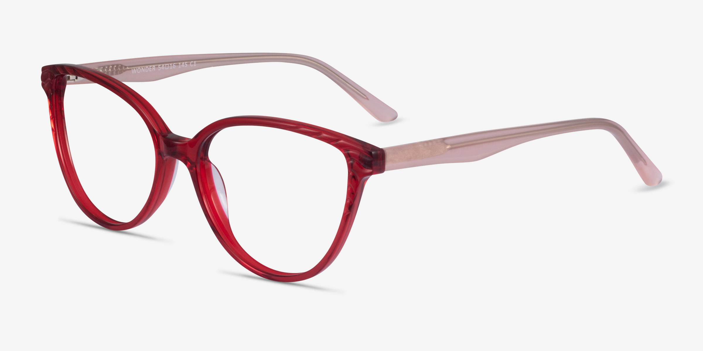 Wonder Cat Eye Clear Red Pink Glasses for Women | Eyebuydirect