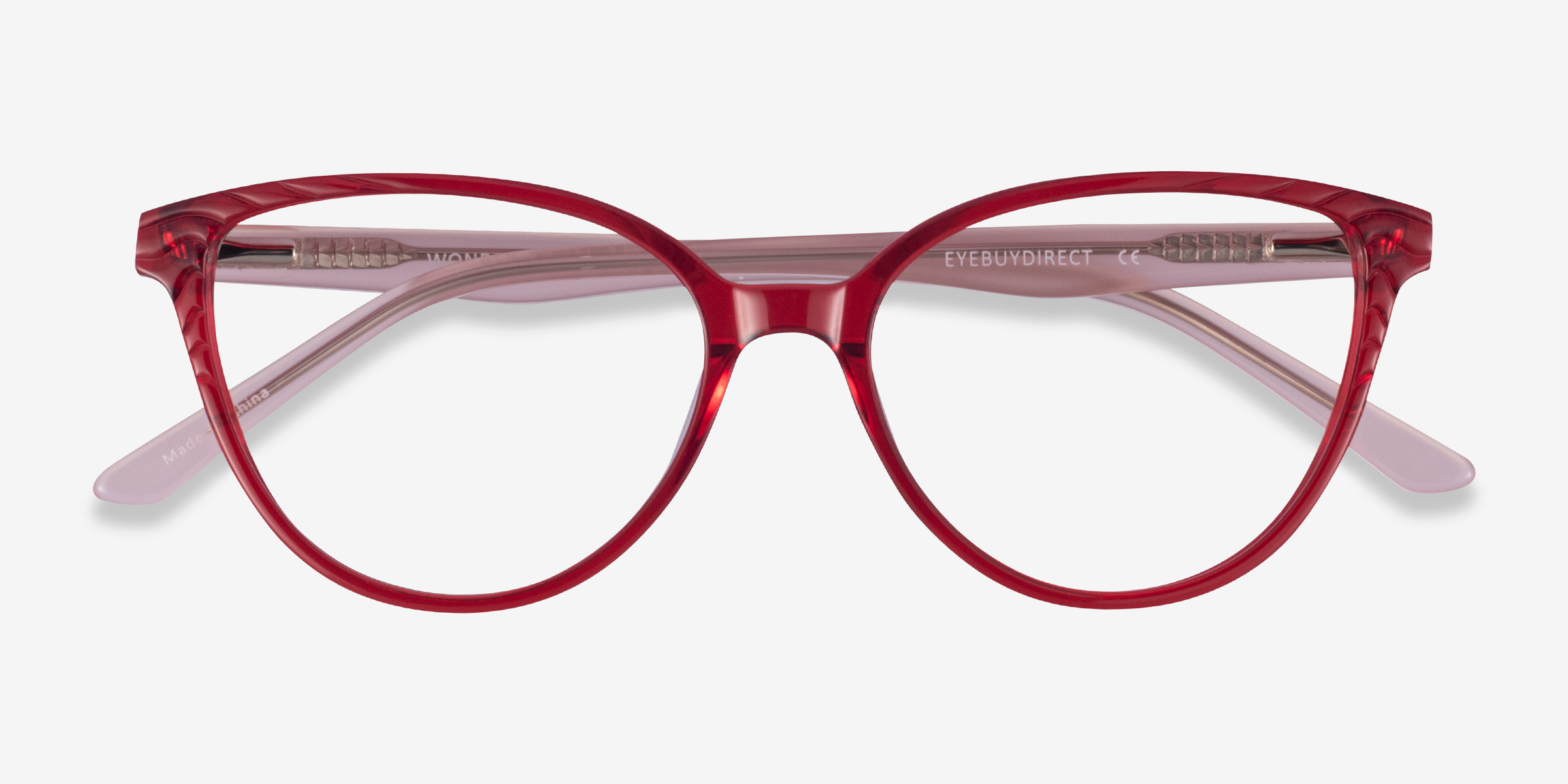 Wonder Cat Eye Clear Red Pink Glasses for Women | Eyebuydirect