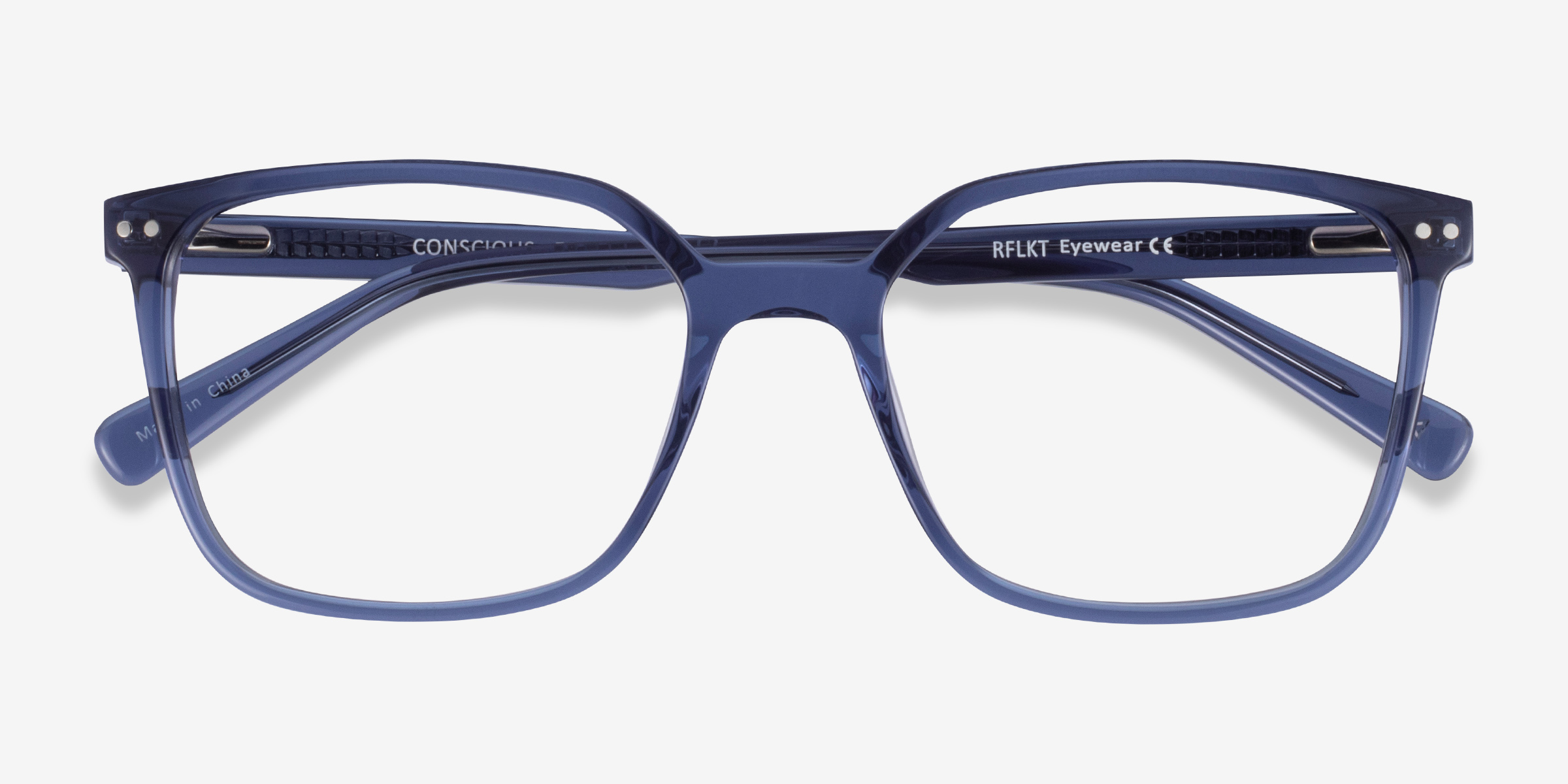 Conscious Square Clear Blue Glasses for Men | Eyebuydirect