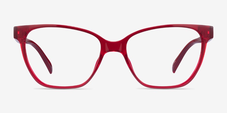 Almond Cat Eye Clear Red Glasses for Women | Eyebuydirect