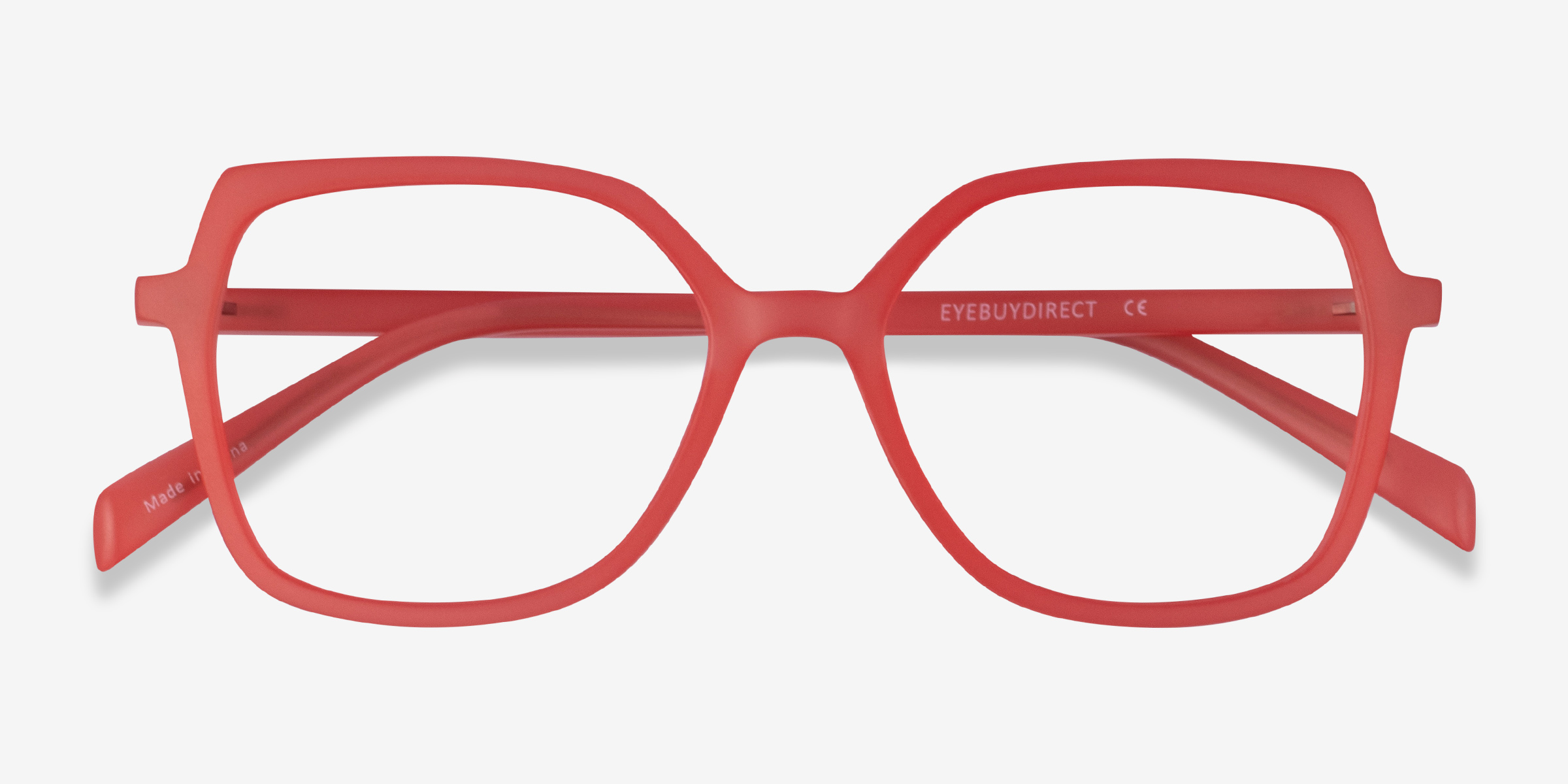 Lunette Geometric Matte Red Full Rim Eyeglasses | Eyebuydirect