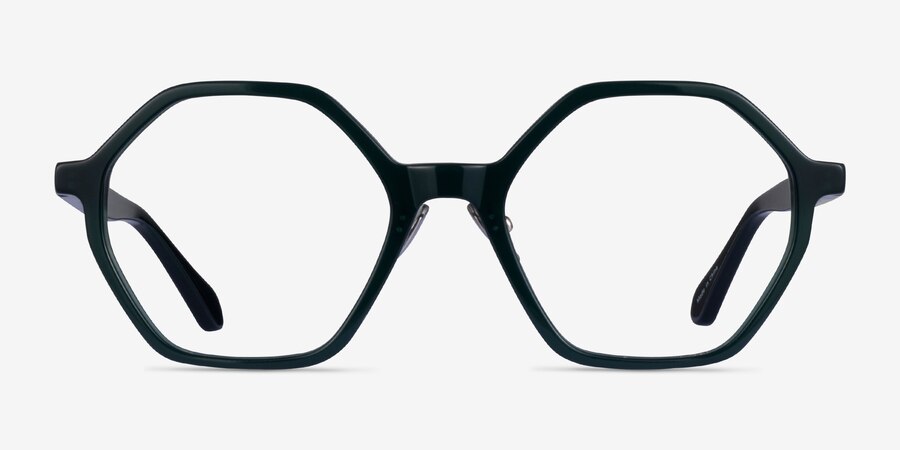 Aldridge Geometric Dark Green Full Rim Eyeglasses | Eyebuydirect Canada