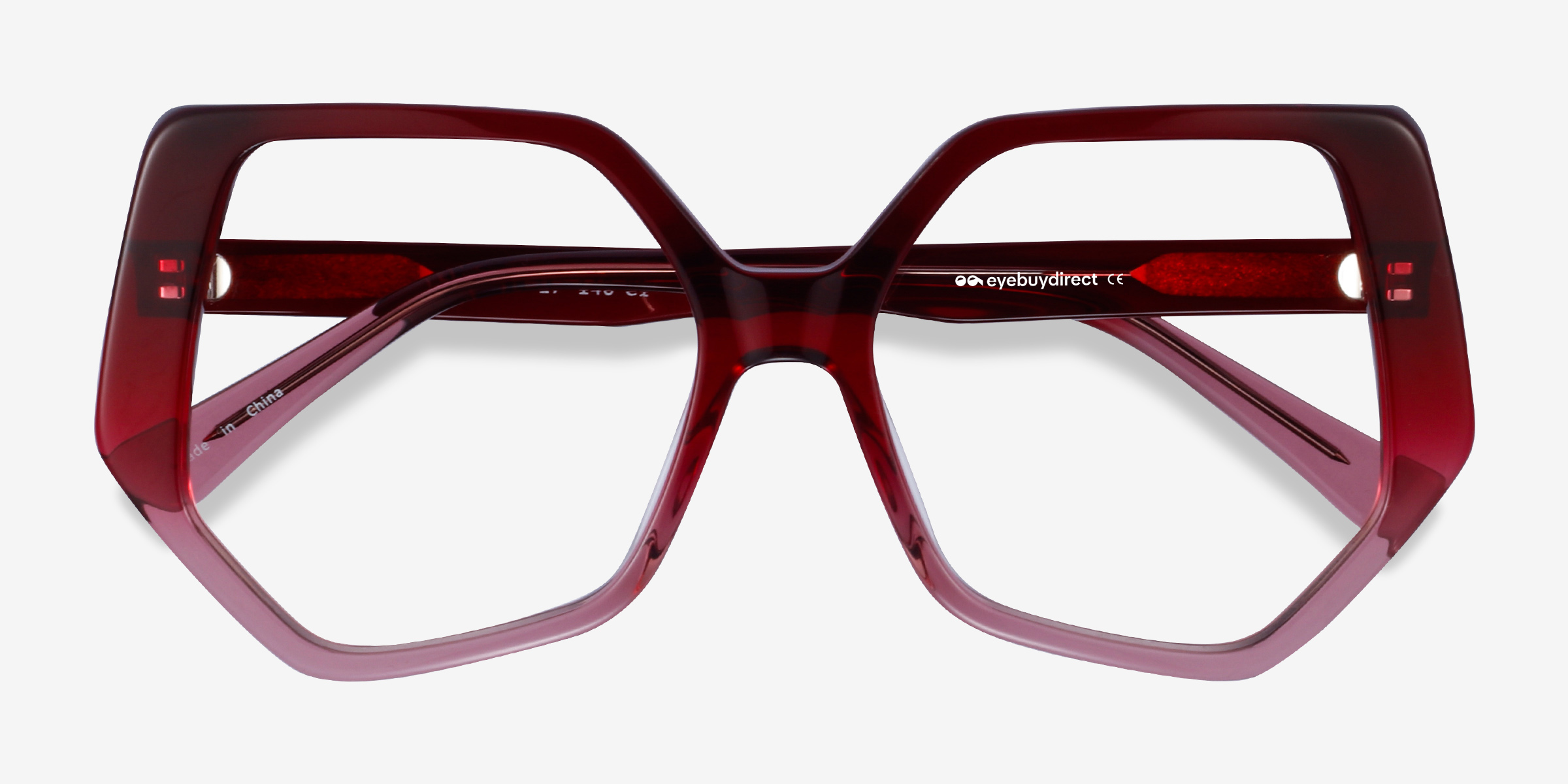 Feliz Geometric Burgundy Clear Glasses for Women | Eyebuydirect Canada