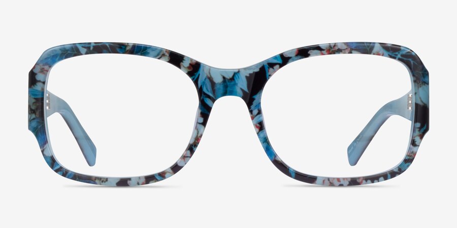 Viola Rectangle Blue Floral Glasses for Women | Eyebuydirect