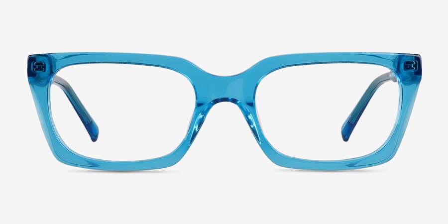 Petula Rectangle Crystal Fluo Blue Full Rim Eyeglasses | Eyebuydirect