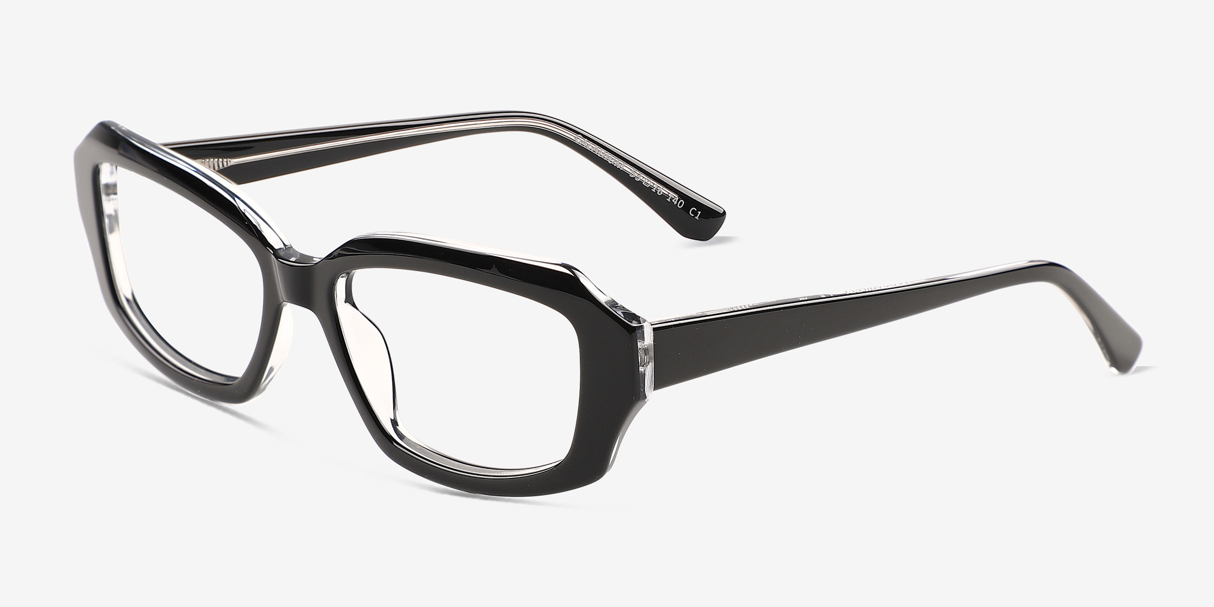 Caladium Rectangle Black Crystal Full Rim Eyeglasses | Eyebuydirect Canada