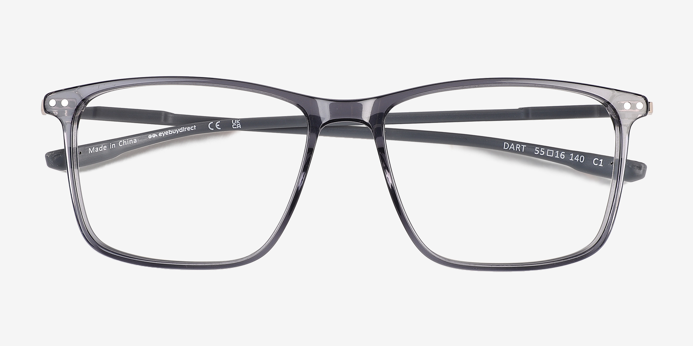 Dart Square Fade Crystal Gray Full Rim Eyeglasses | Eyebuydirect