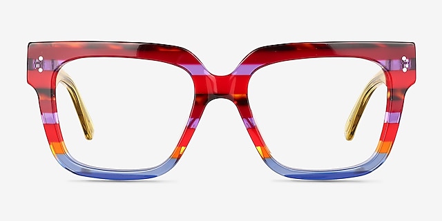 Vibrant Square Blue Red Rainbow Full Rim Eyeglasses Eyebuydirect Canada