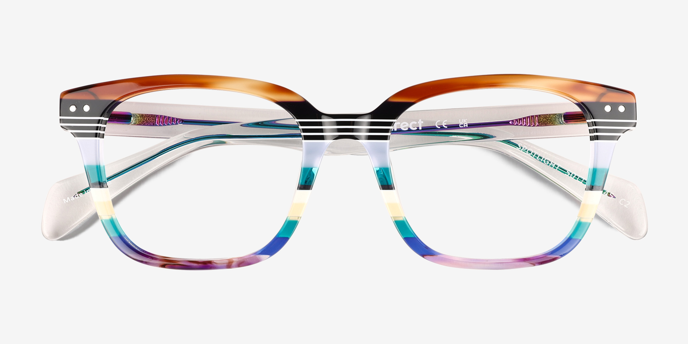 Spotlight Square Green Brown Rainbow Full Rim Eyeglasses | Eyebuydirect