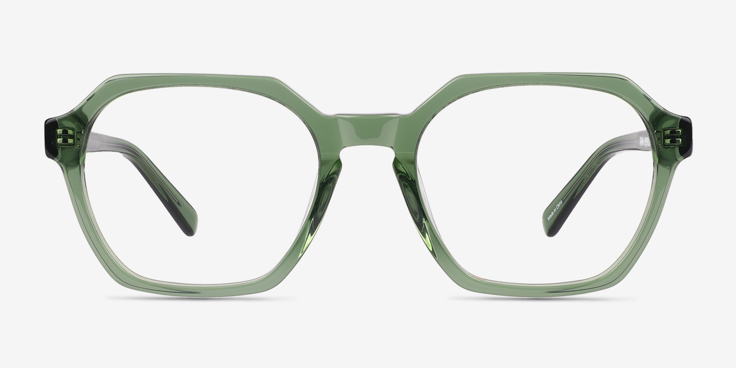 Flare Square Crystal Green Full Rim Eyeglasses | Eyebuydirect