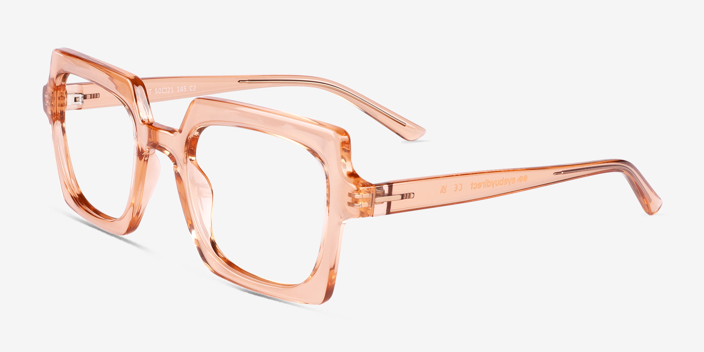 Walnut Square Crystal Orange Full Rim Eyeglasses | Eyebuydirect