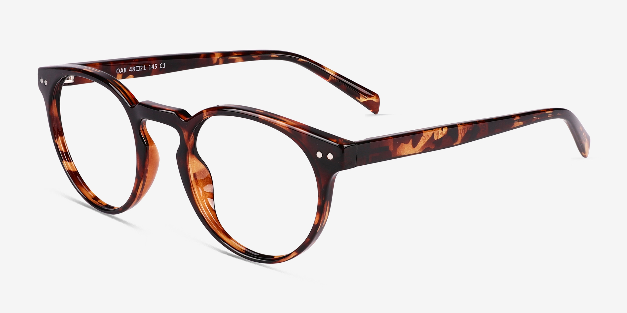 Oak Round Shiny Tortoise Full Rim Eyeglasses | Eyebuydirect