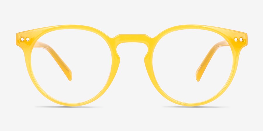 Oak Round Crystal Yellow Full Rim Eyeglasses | Eyebuydirect