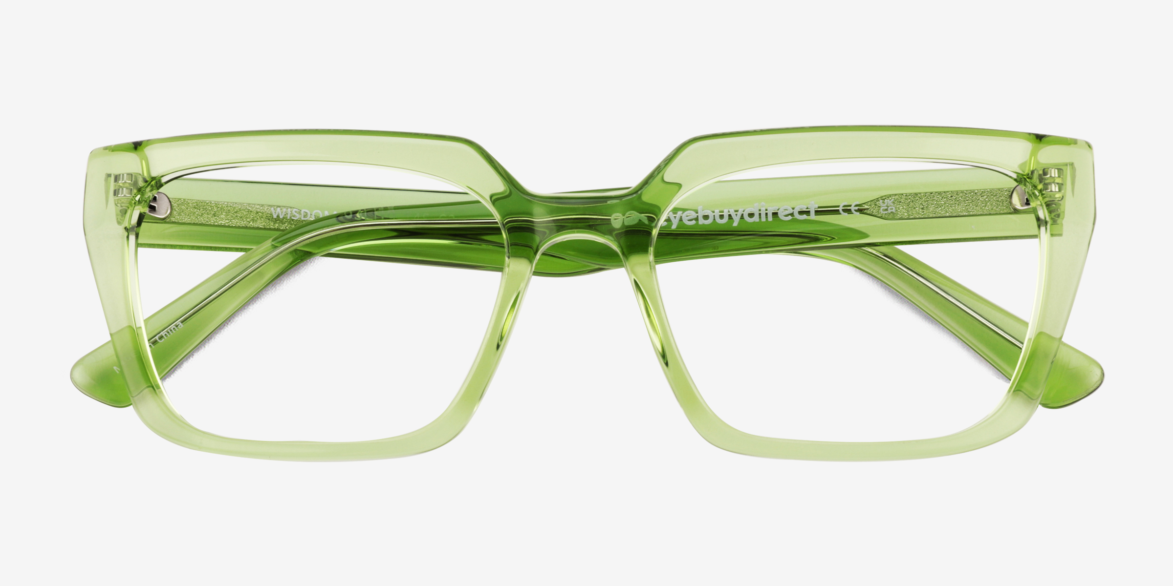 Wisdom Cat Eye Crystal Green Full Rim Eyeglasses | Eyebuydirect