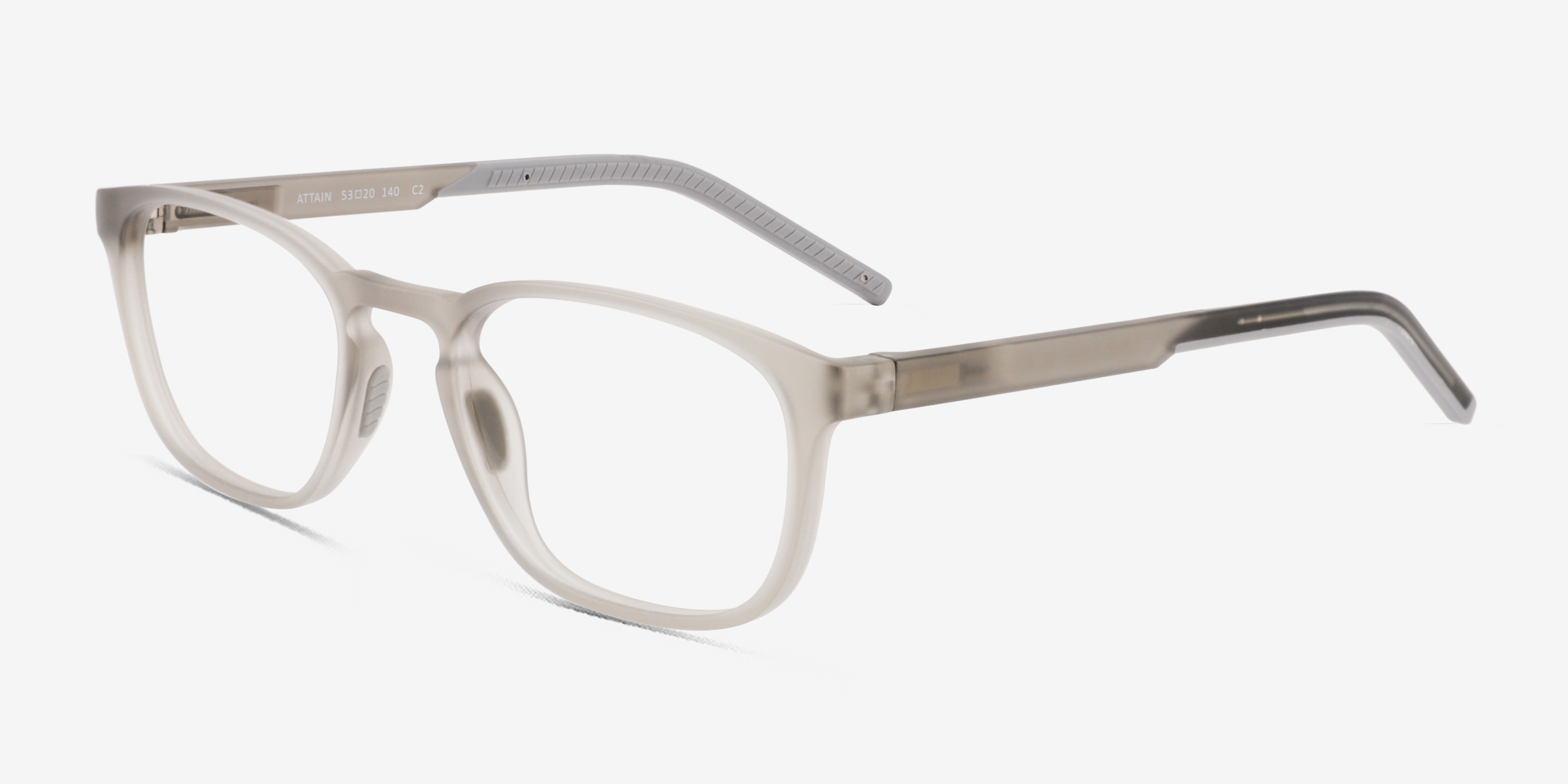 Attain Rectangle Matte Crystal Gray Glasses For Men Eyebuydirect