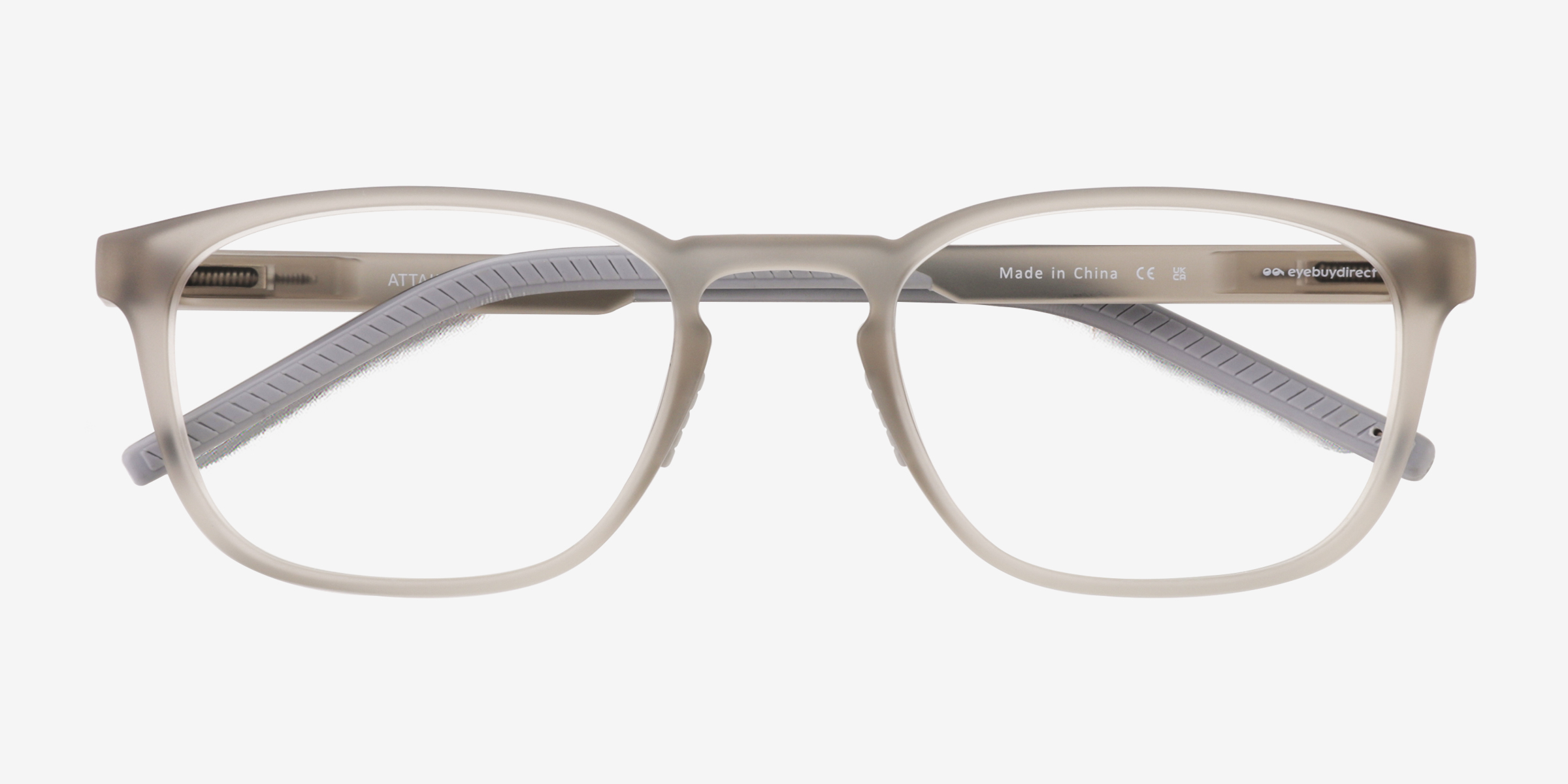 Attain Rectangle Matte Crystal Gray Glasses for Men | Eyebuydirect