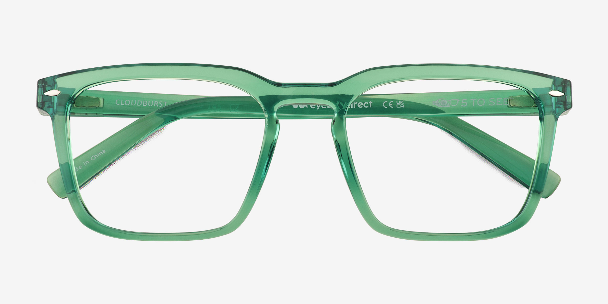 Cloudburst Rectangle Clear Green Full Rim Eyeglasses | Eyebuydirect