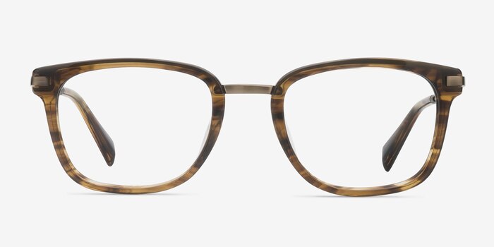 Audacity Square Brown Striped Glasses for Women | Eyebuydirect