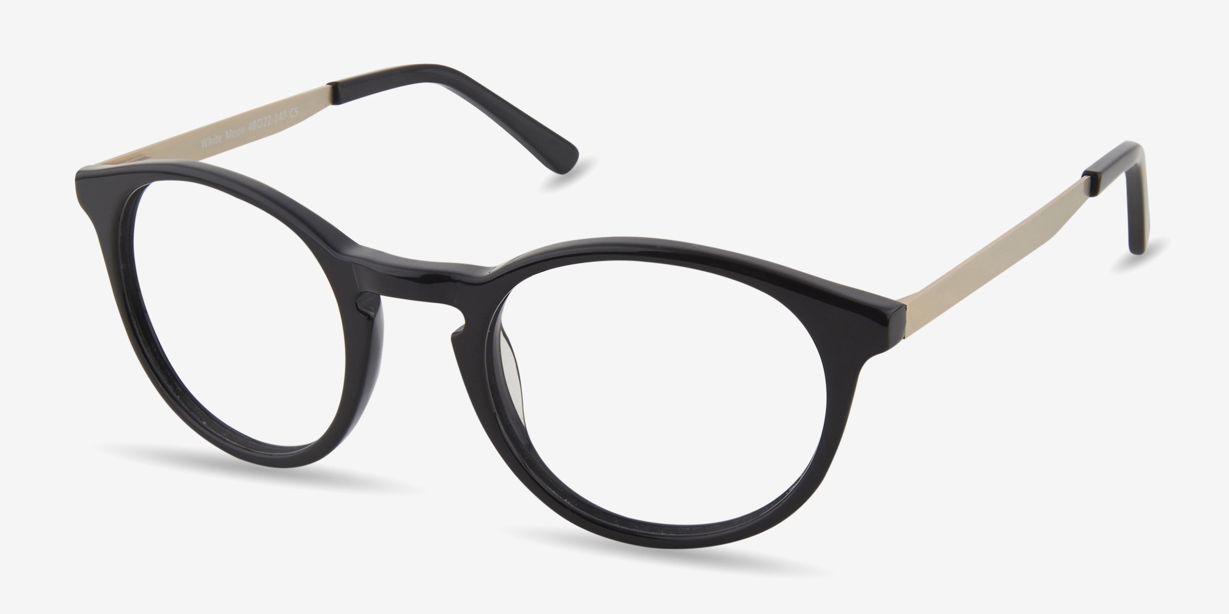 White Moon Round Black Full Rim Eyeglasses | Eyebuydirect