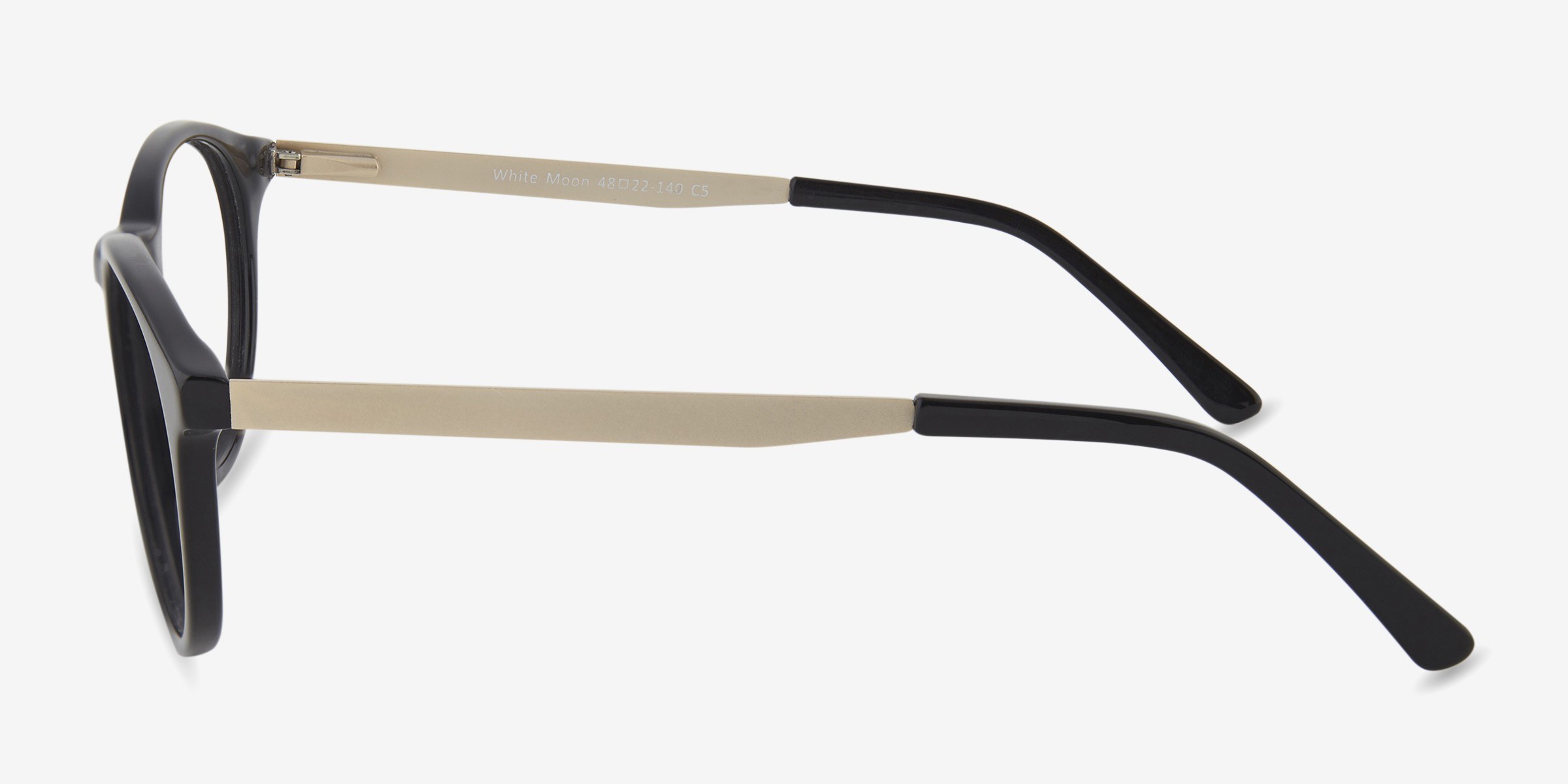 White Moon Round Black Full Rim Eyeglasses | Eyebuydirect