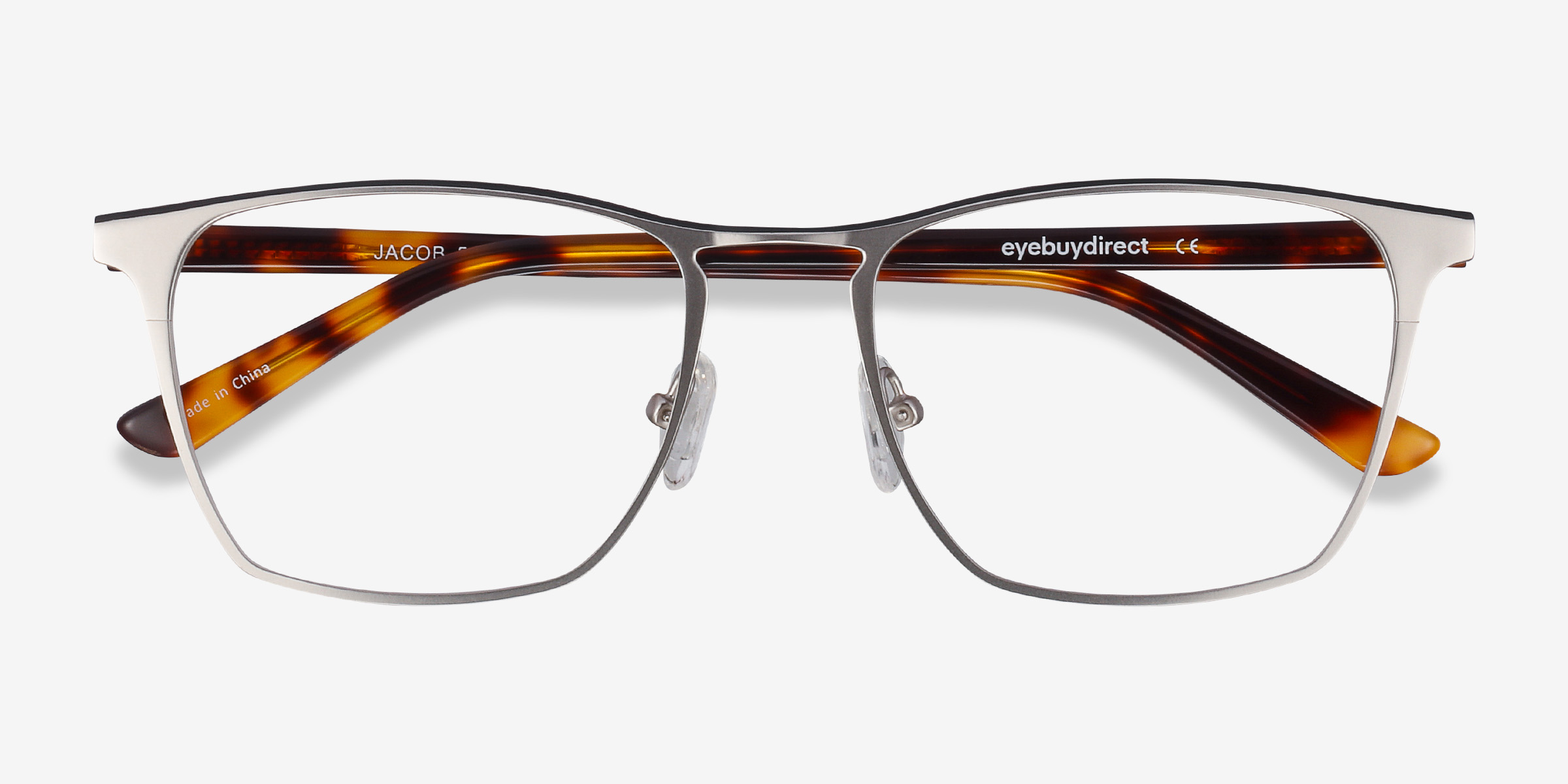 Jacob Rectangle Silver & Tortoise Glasses for Men | Eyebuydirect