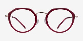 Claire Geometric Raspberry Gold Glasses for Women | EyeBuyDirect