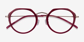 Claire Geometric Raspberry Gold Glasses for Women | EyeBuyDirect