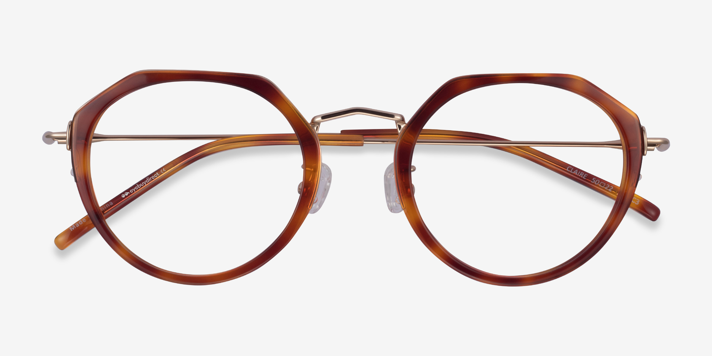 Claire Geometric Tortoise Gold Glasses for Women | Eyebuydirect
