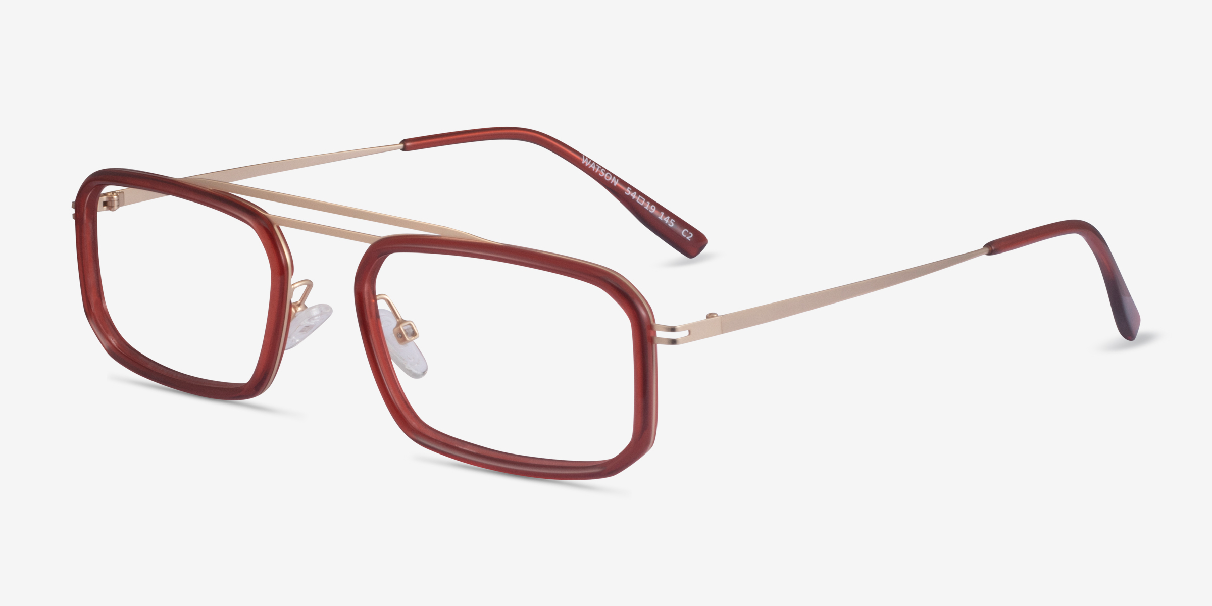 Watson Rectangle Clear Red Gold Glasses for Men | Eyebuydirect