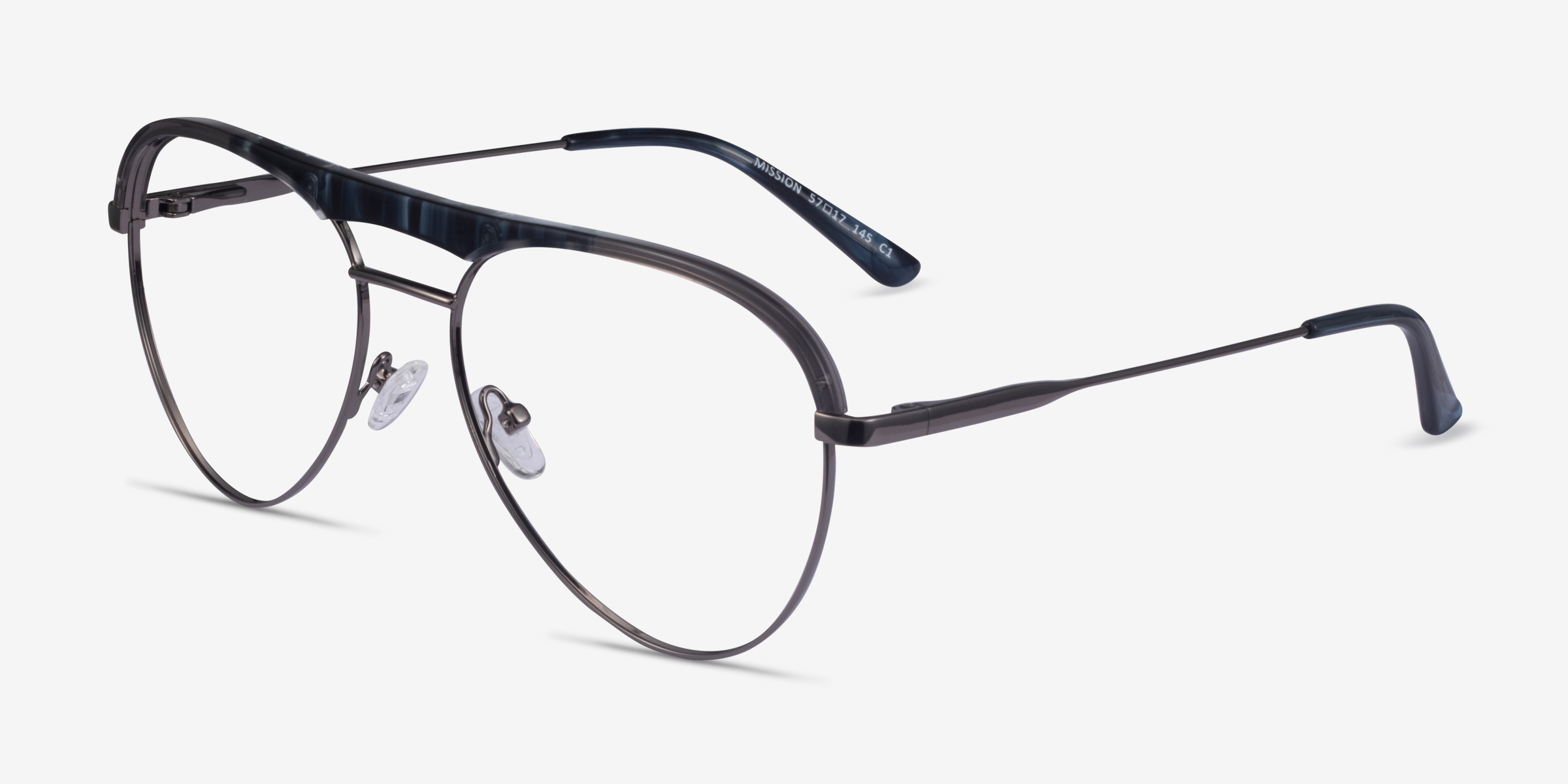 Mission Aviator Blue Striped & Gunmetal Glasses for Men | Eyebuydirect