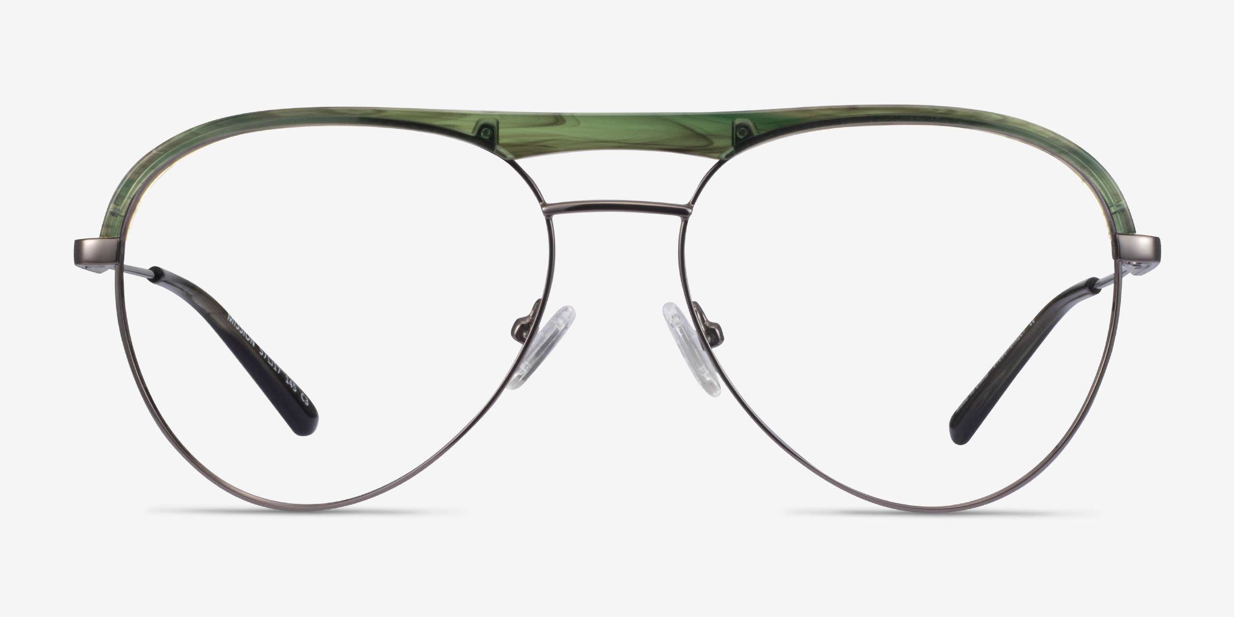 Mission Aviator Green Striped & Gunmetal Glasses for Men | Eyebuydirect