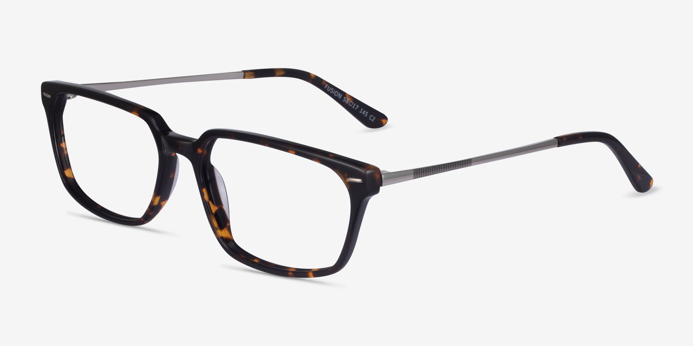 Fusion Rectangle Tortoise Silver Glasses for Men | Eyebuydirect Canada