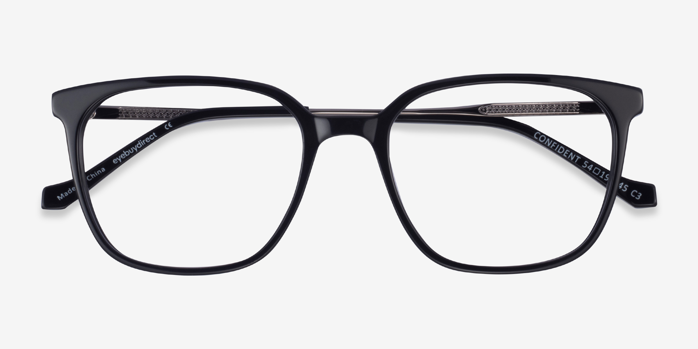 Confident Square Black Silver Glasses for Men | Eyebuydirect