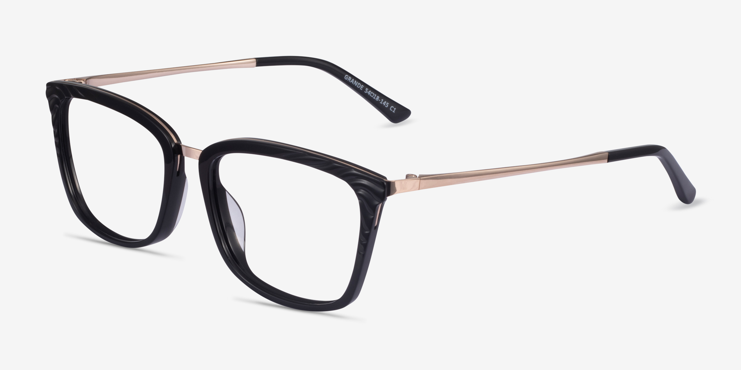 Grande Rectangle Black Gold Full Rim Eyeglasses | Eyebuydirect Canada