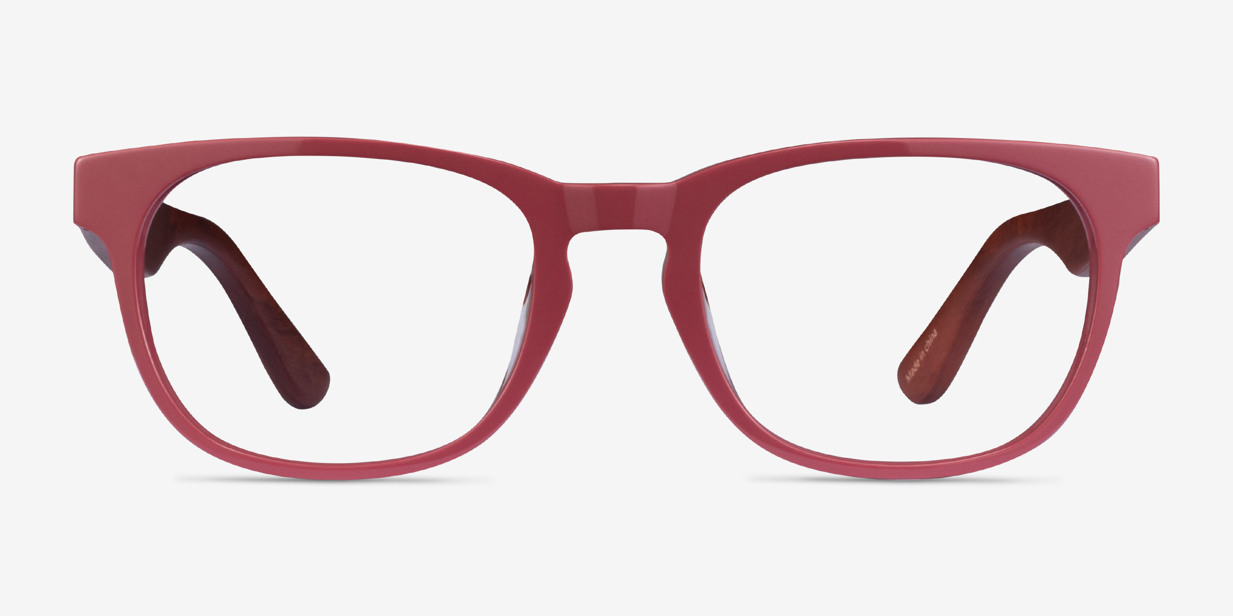 Tongass Rectangle Red & Red Wood Glasses for Women | Eyebuydirect