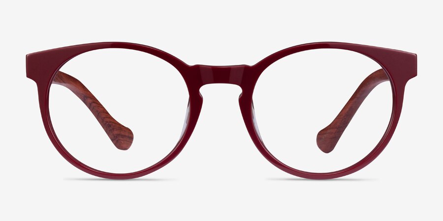 Everglades Round Red & Red Wood Full Rim Eyeglasses | Eyebuydirect