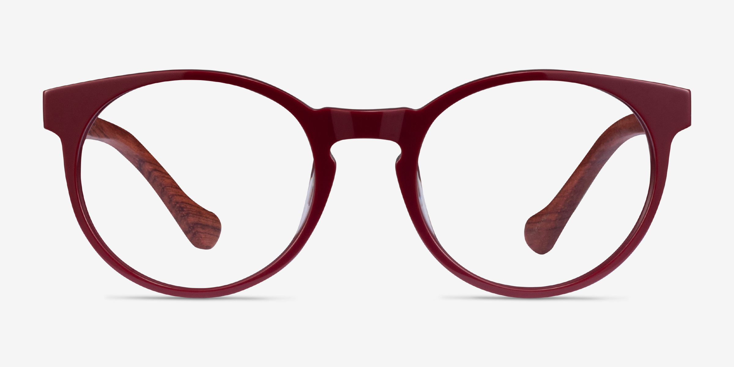 Everglades Round Red & Red Wood Full Rim Eyeglasses | Eyebuydirect