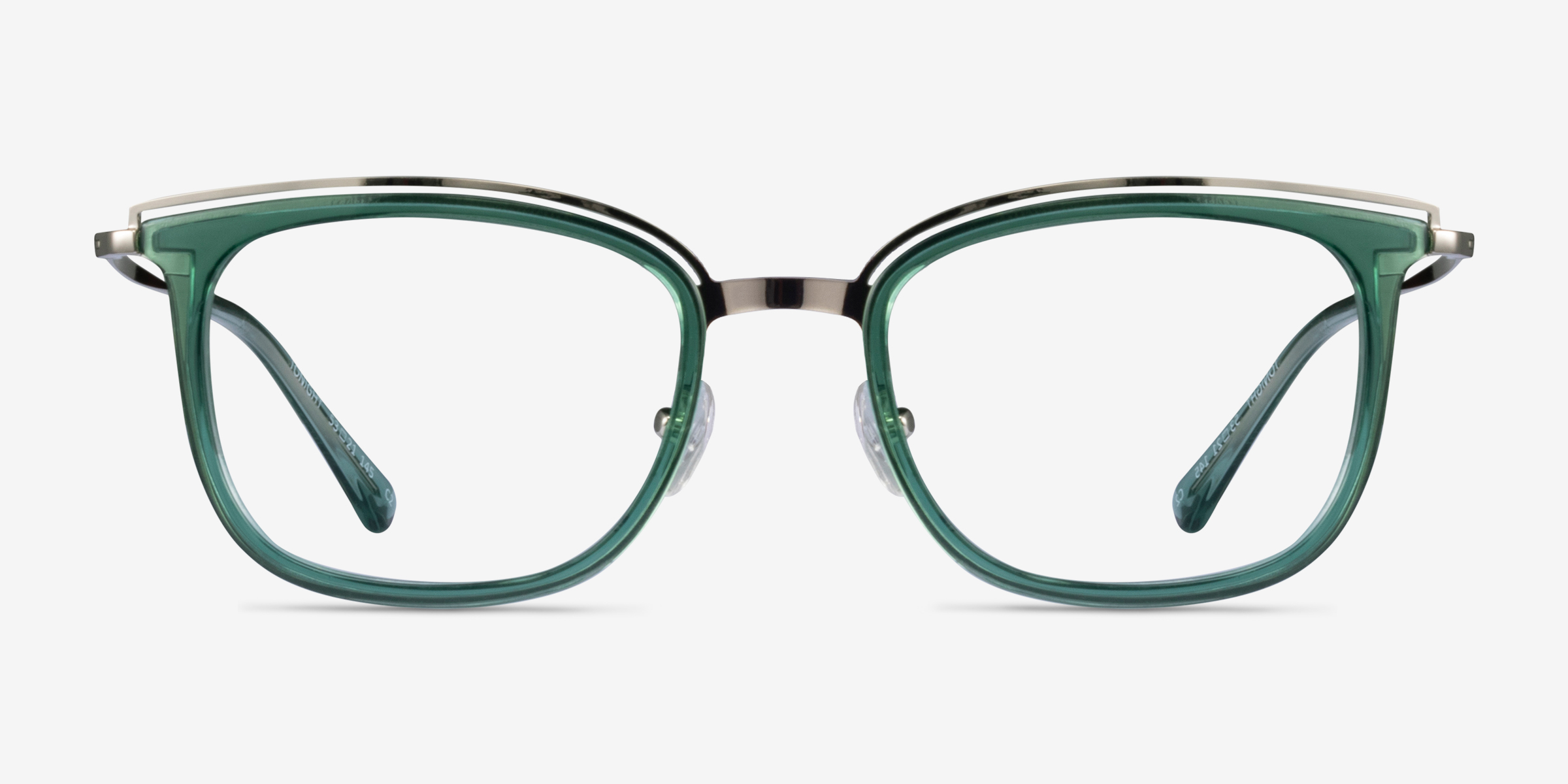 Tonight Rectangle Clear Green Gold Full Rim Eyeglasses | Eyebuydirect