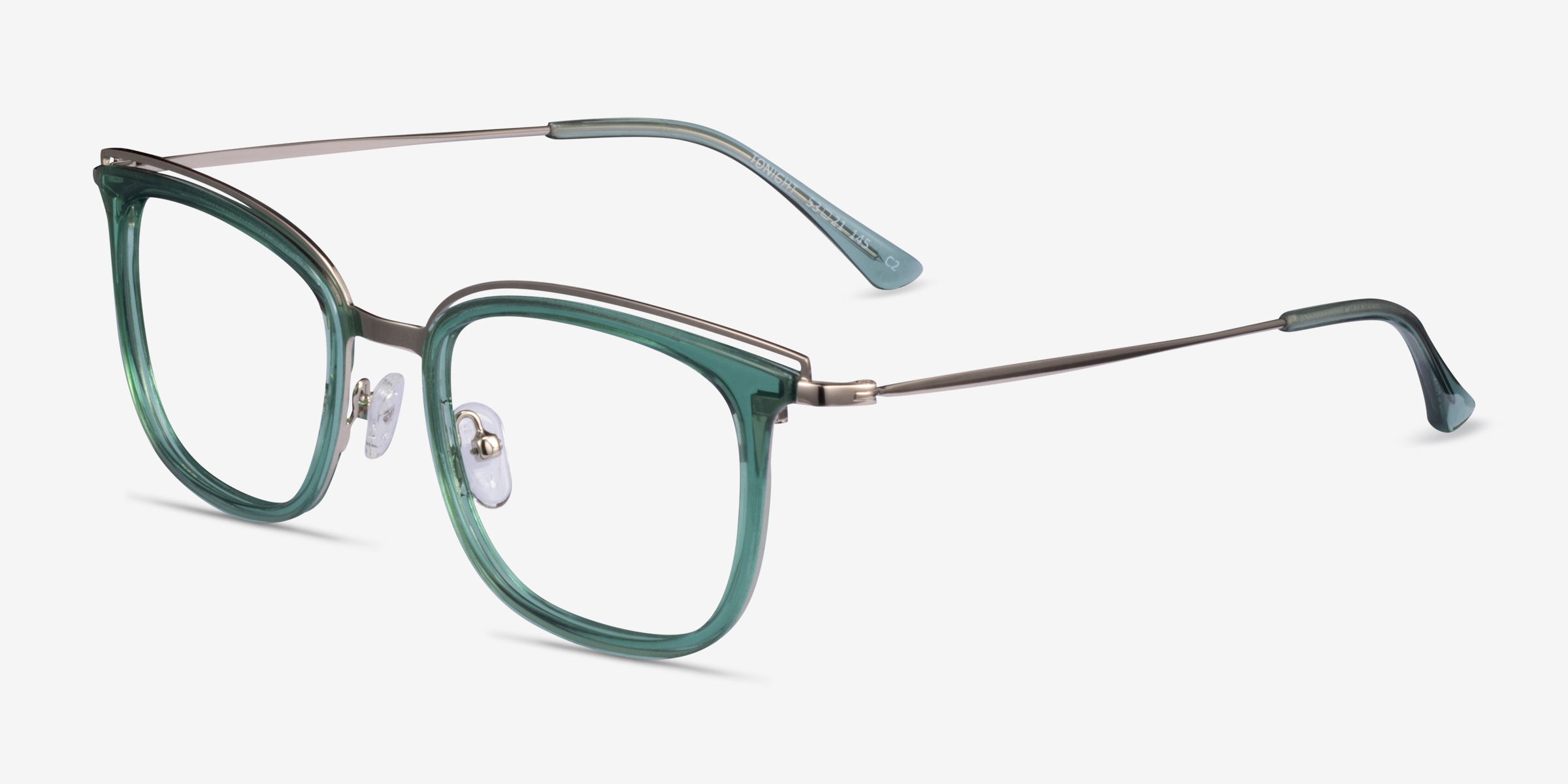 Tonight Rectangle Clear Green Gold Full Rim Eyeglasses | Eyebuydirect