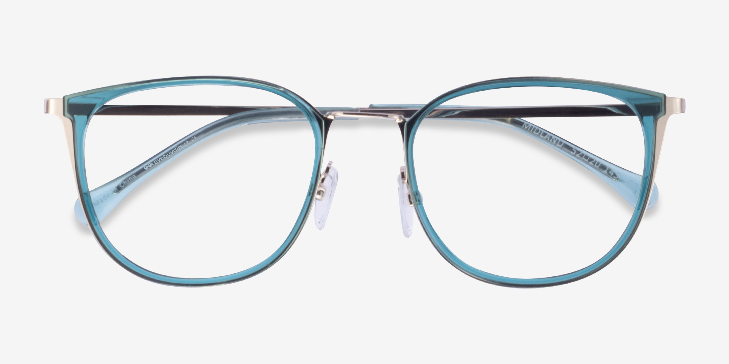 Midland Square Clear Teal Gold Full Rim Eyeglasses | Eyebuydirect Canada