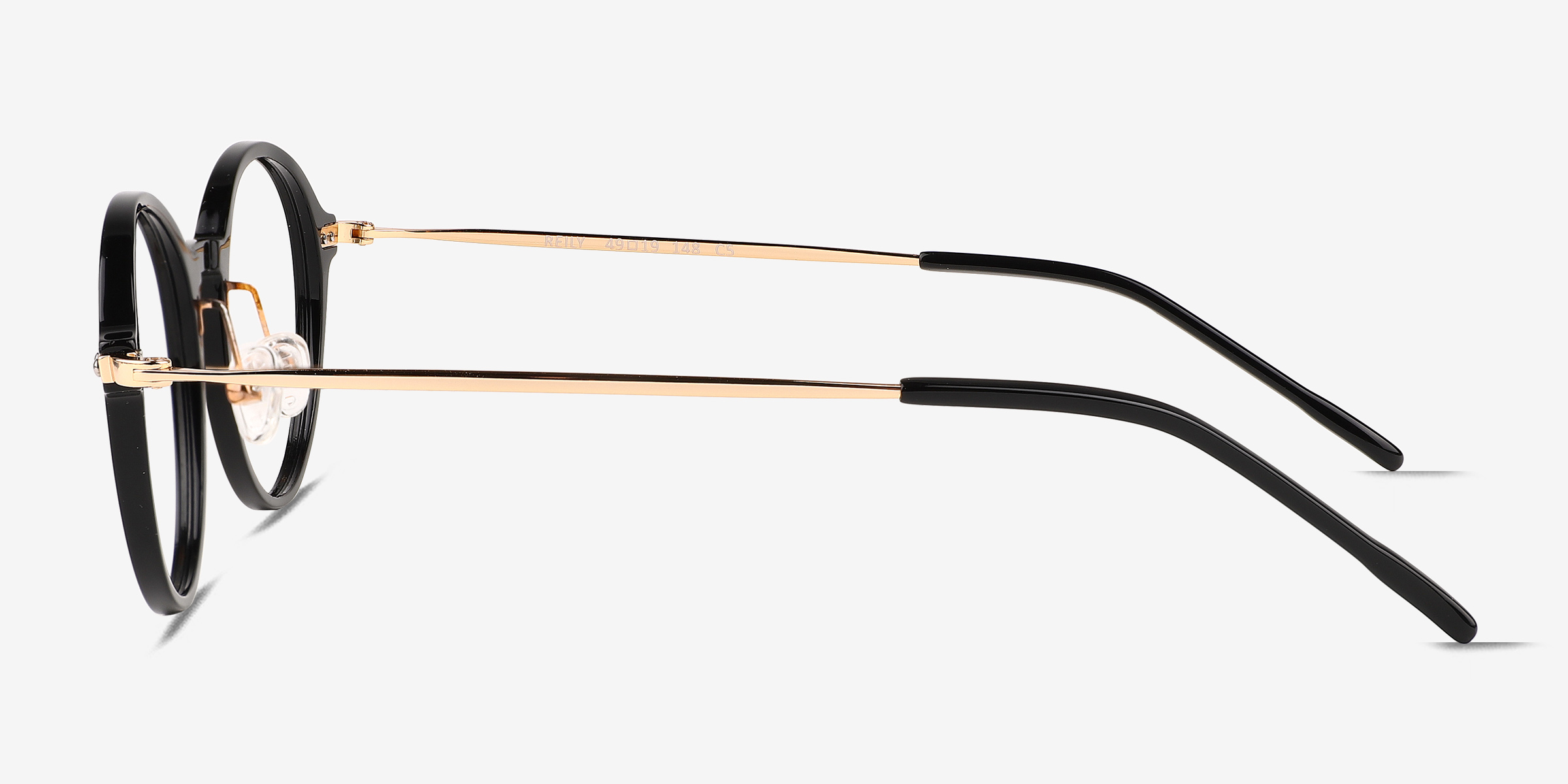 Reily Round Black Gold Full Rim Eyeglasses | Eyebuydirect