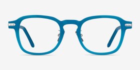 Lark Square Aqua Silver Full Rim Eyeglasses | EyeBuyDirect